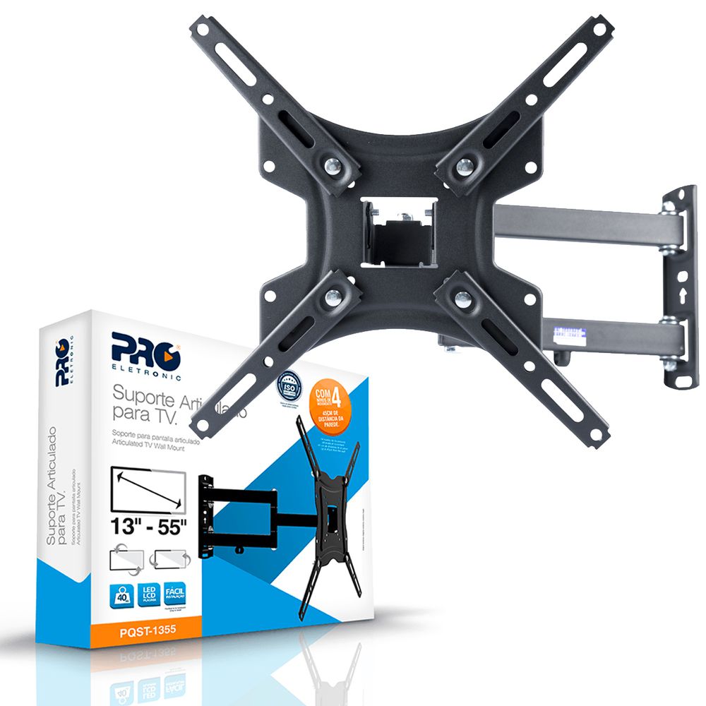 Suporte Quadri Articulado Tv LCD LED 13 a 55 Pol PQST-1355 | Broketto ...