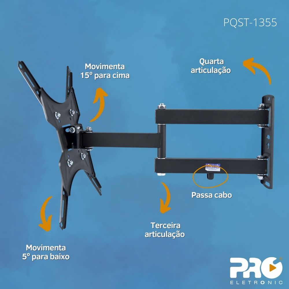 Suporte Quadri Articulado Tv LCD LED 13 a 55 Pol PQST-1355 | Broketto ...