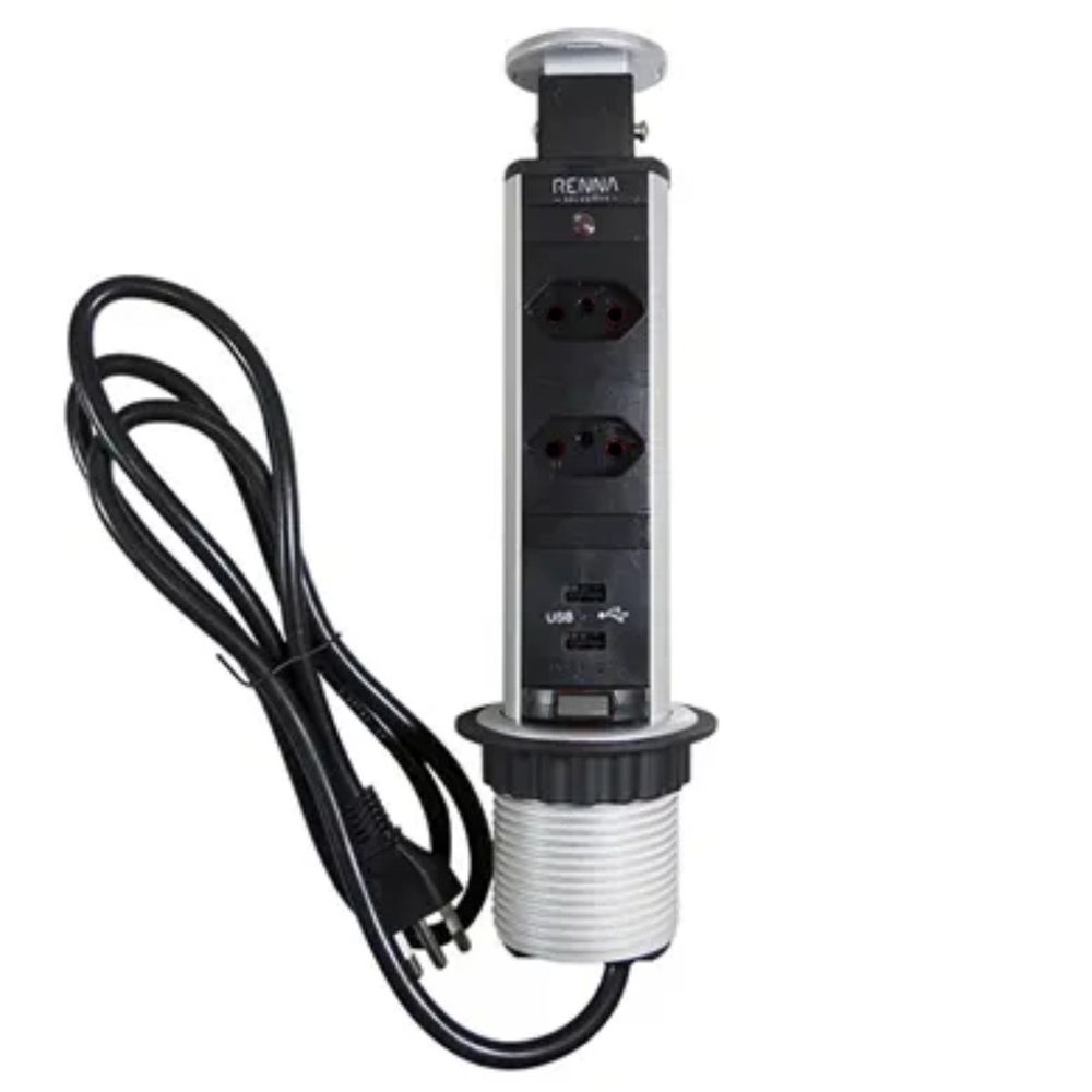 Torre 2 Tomada Com USB Mesa Bancada Embutir Retrátil Bivolt | Broketto ...