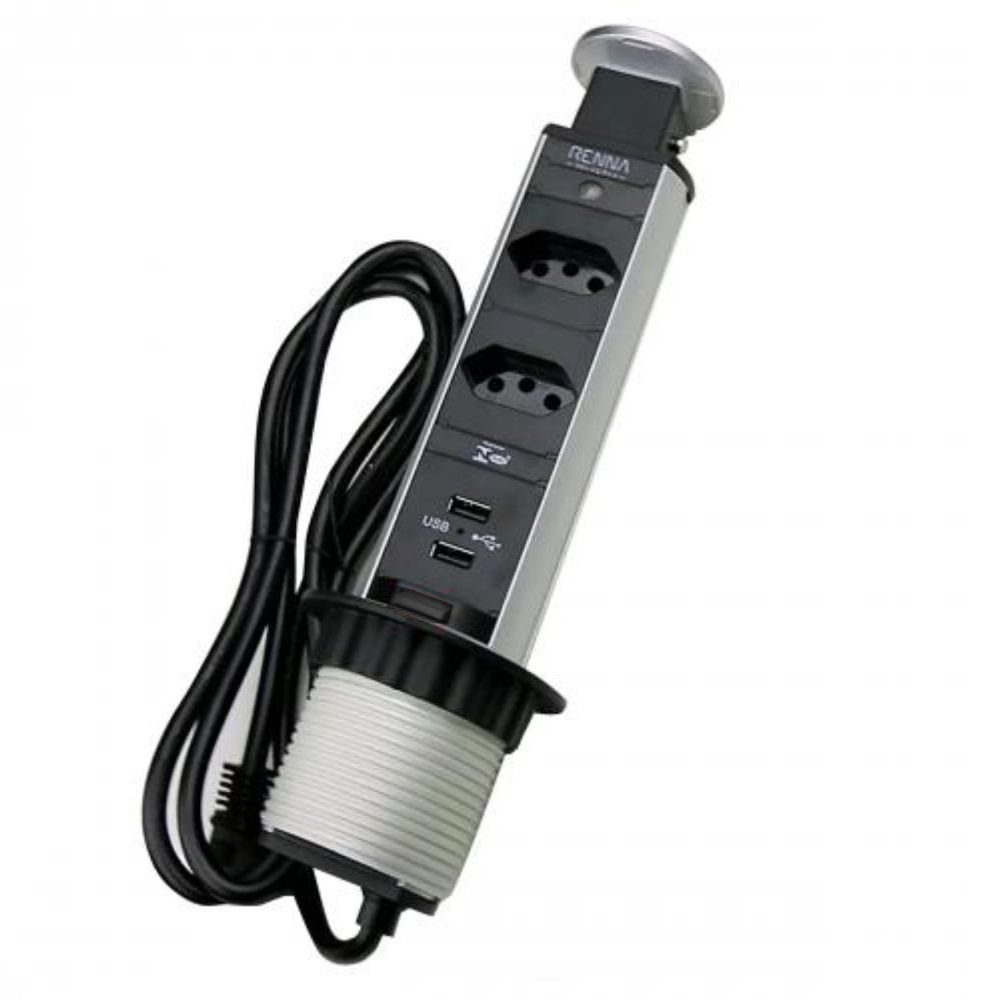 Torre 2 Tomada Com USB Mesa Bancada Embutir Retrátil Bivolt | Broketto ...