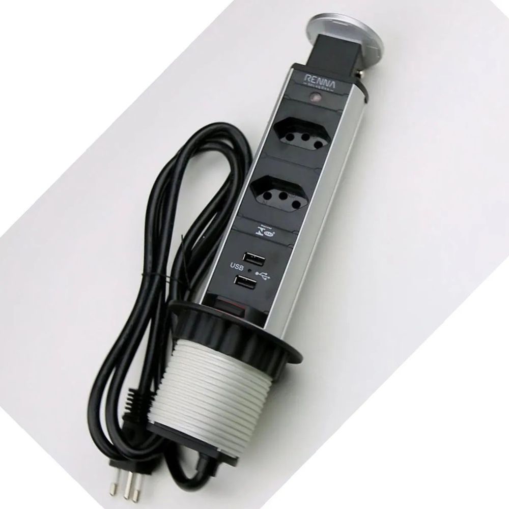 Torre 2 Tomada Com USB Mesa Bancada Embutir Retrátil Bivolt | Broketto ...