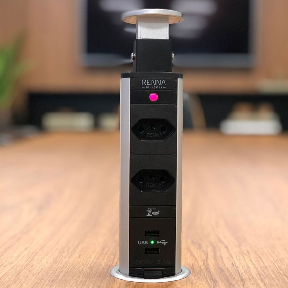 Torre 2 Tomada Com USB Mesa Bancada Embutir Retrátil Bivolt | Broketto ...