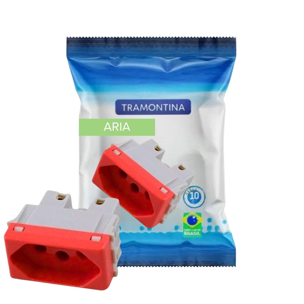 Módulo Tomada 2p+t 20A Vermelha Aria Tramontina | Broketto Materiais Elétricos