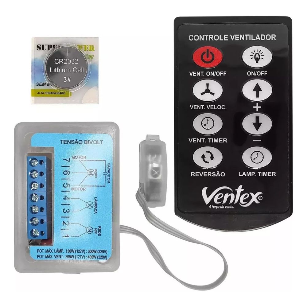 Controle Remoto Ventilador Teto Universal Até 10m Ventex | Broketto Materiais Elétricos
