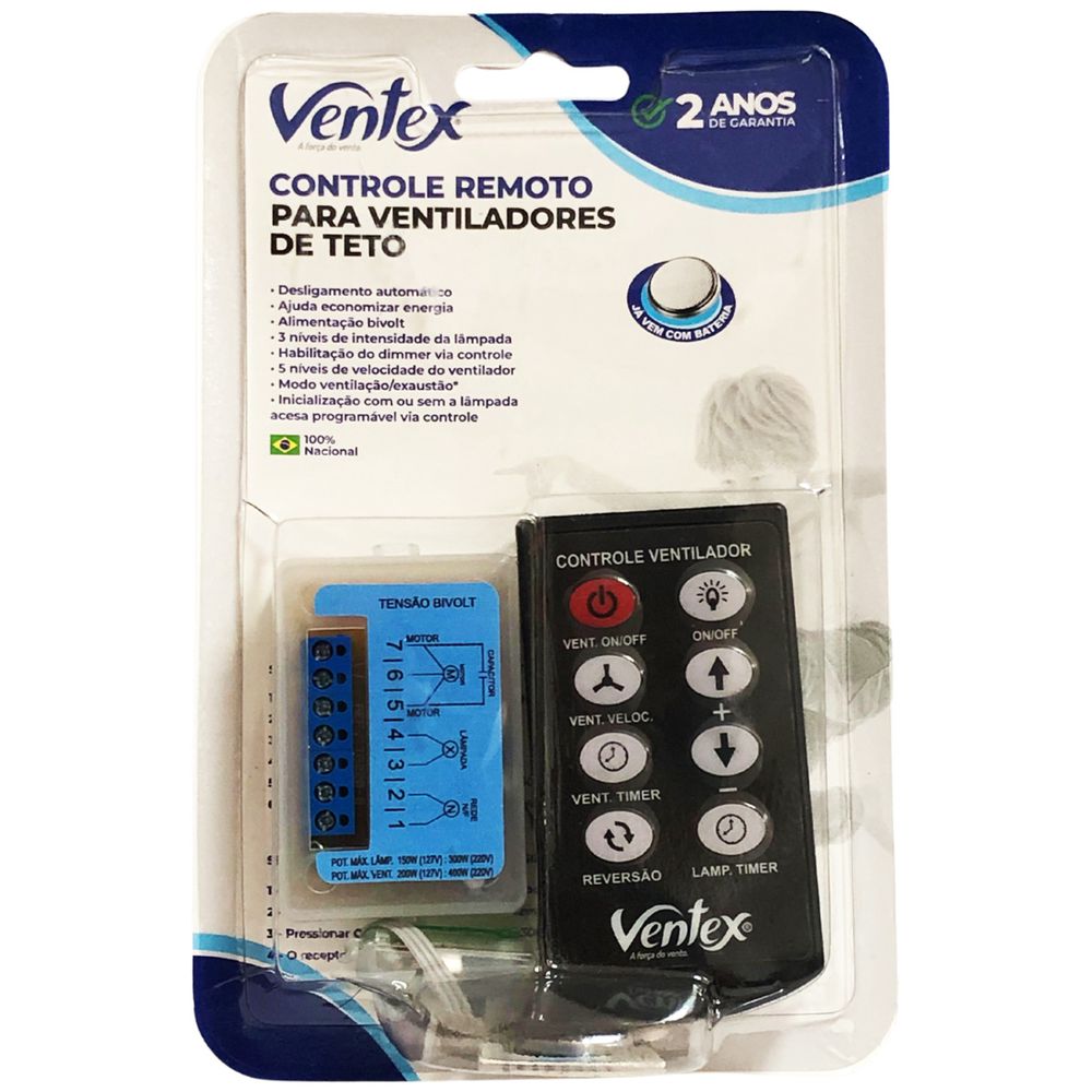 Controle Remoto Ventilador Teto Universal Até 10m Ventex | Broketto Materiais Elétricos