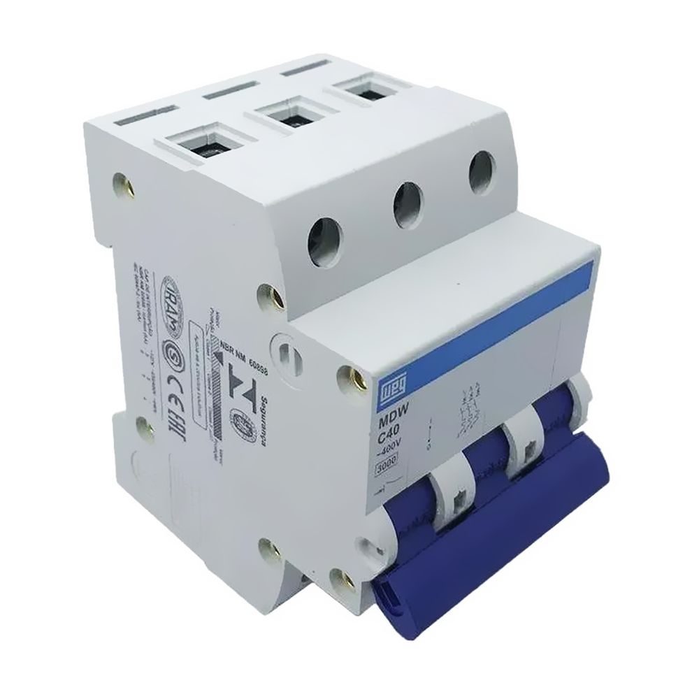 Mini Disjuntor Weg 40A Tripolar Din C MDW-C40-3 | Broketto Materiais Elétricos