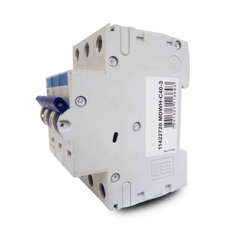 Mini Disjuntor Weg 40A Tripolar Din C MDW-C40-3 | Broketto Materiais Elétricos
