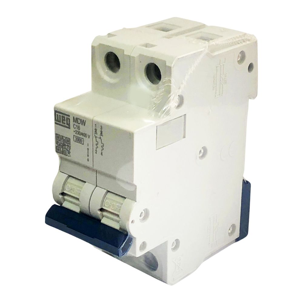 Mini Disjuntor Weg 16A Bipolar Din C MDW-C16-2 | Broketto Materiais Elétricos