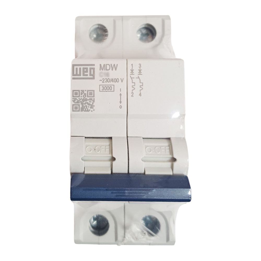 Mini Disjuntor Weg 16A Bipolar Din C MDW-C16-2 | Broketto Materiais Elétricos