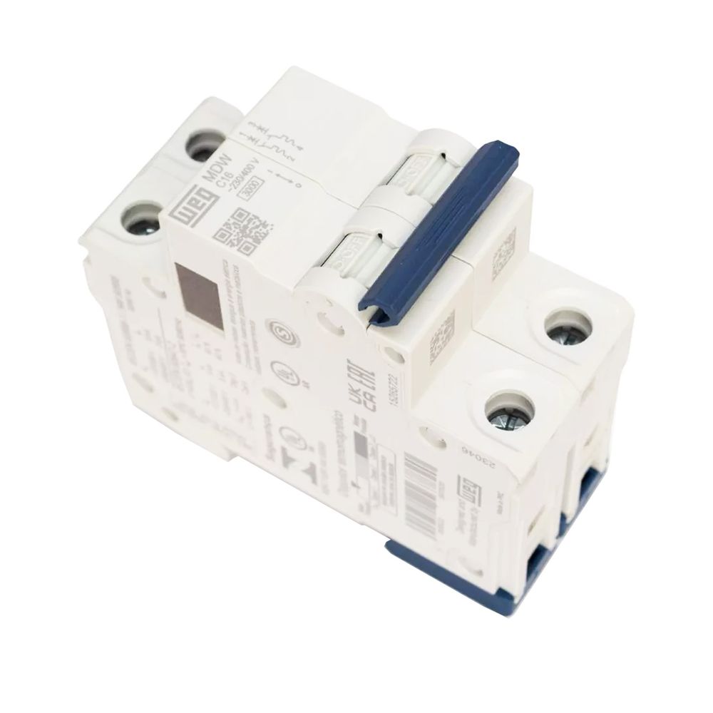 Mini Disjuntor Weg 16A Bipolar Din C MDW-C16-2 | Broketto Materiais Elétricos