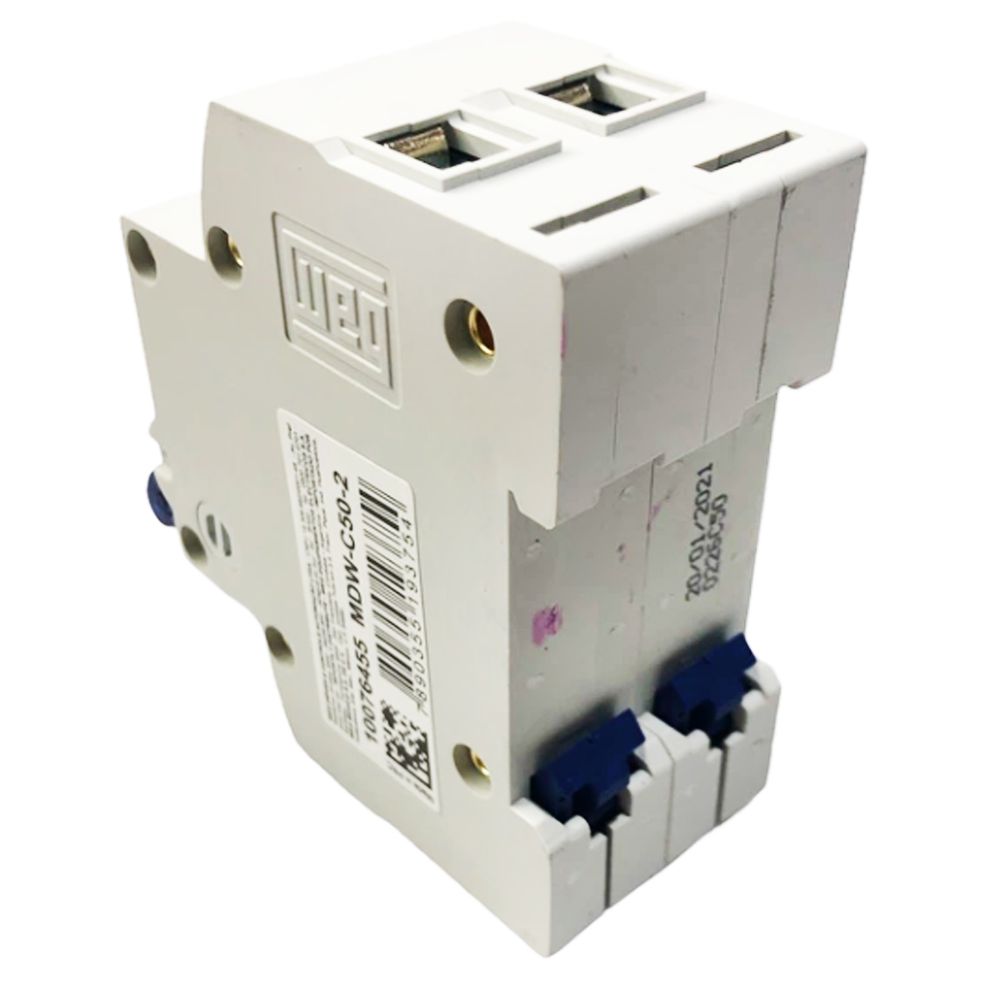 Mini Disjuntor Weg 50A Bipolar Din C MDW-C50-2 | Broketto Materiais Elétricos