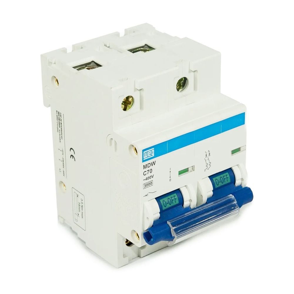 Mini Disjuntor Weg 70A Bipolar Din C MDW-C70-2 | Broketto Materiais Elétricos