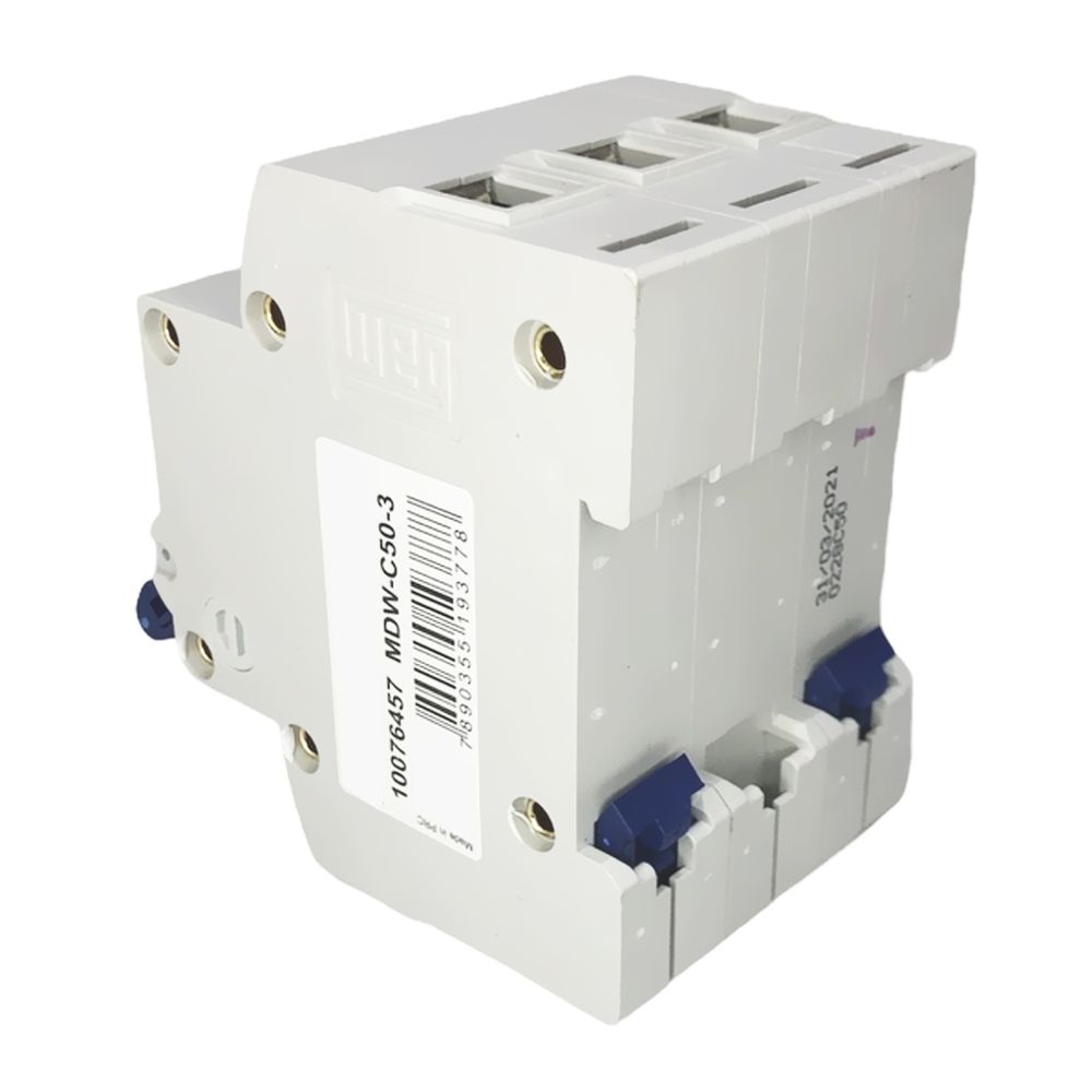 Mini Disjuntor Weg 50A Tripolar Din C MDW-C50-3 | Broketto Materiais Elétricos