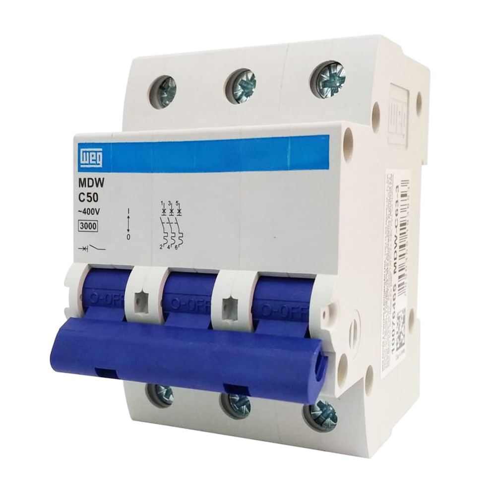 Mini Disjuntor Weg 50A Tripolar Din C MDW-C50-3 | Broketto Materiais Elétricos