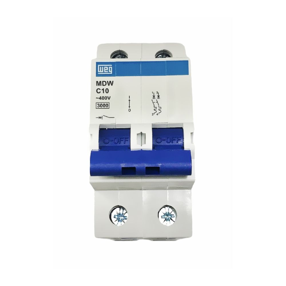 Mini Disjuntor Weg 10A Bipolar Din C MDW-C10-2 | Broketto Materiais Elétricos