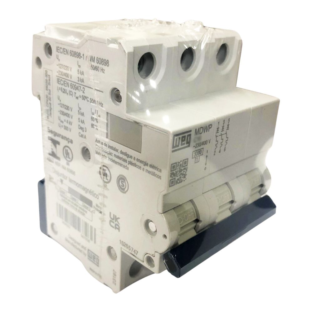 Mini Disjuntor Weg 63A Tripolar Din C MDW-C63-3 | Broketto Materiais Elétricos