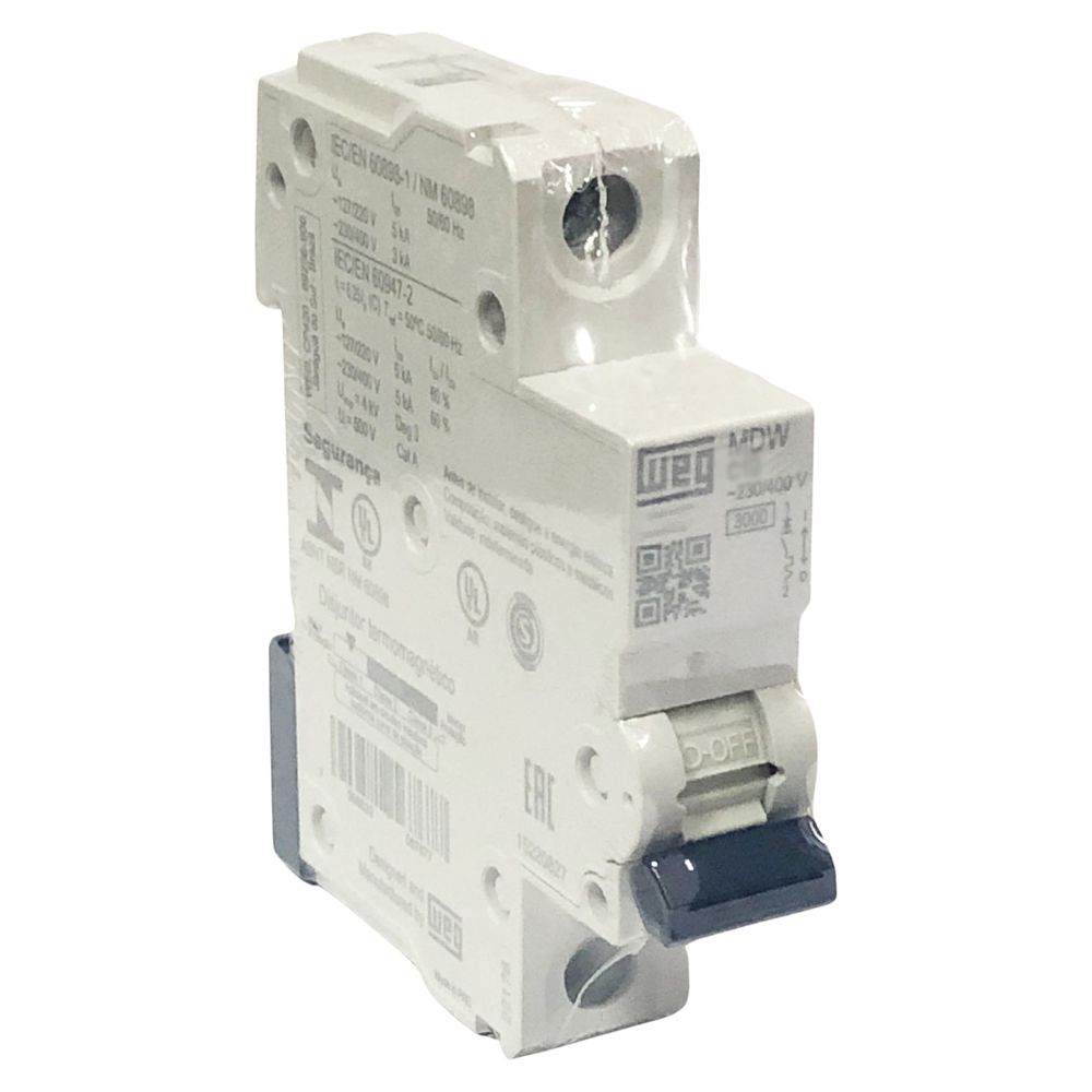 Mini Disjuntor Weg 63A Unipolar Monopolar Din C MDW-C63 | Broketto Materiais Elétricos