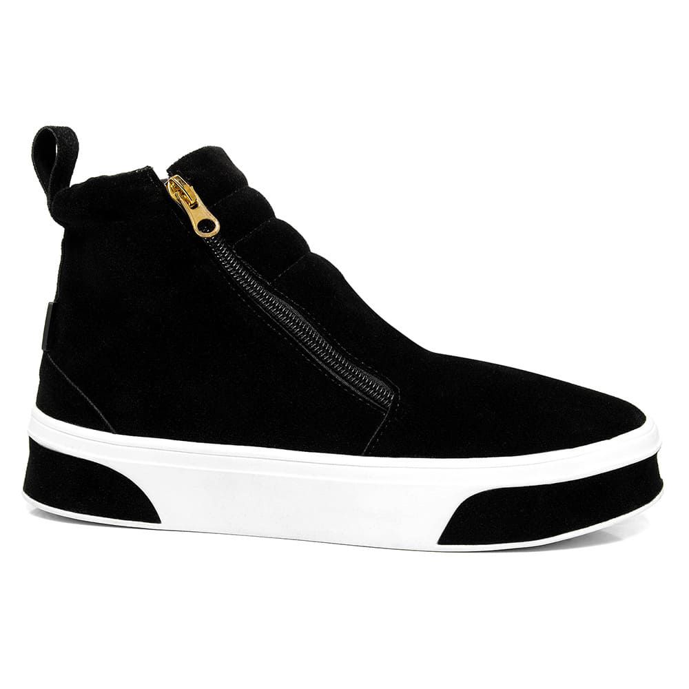 Tênis Botinha Feminina Leve em Camurça 203-GG - Preto | GuGi