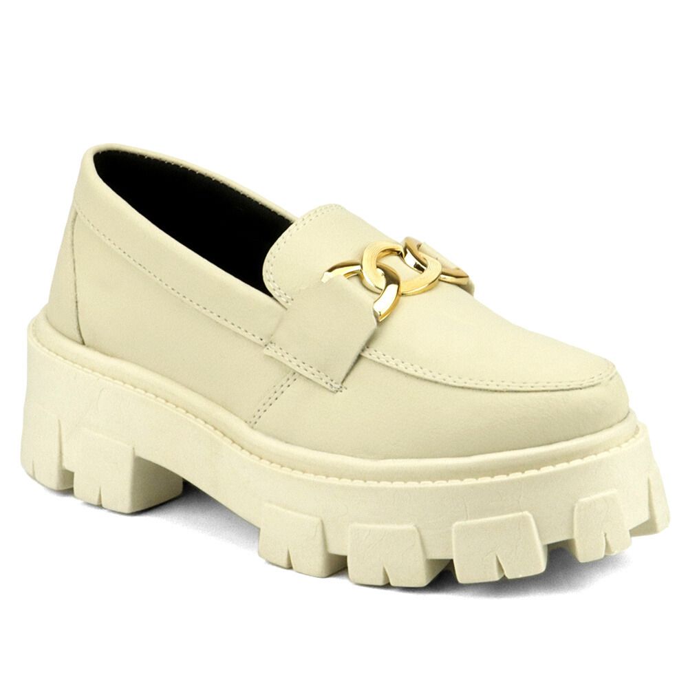Mocassim Tratorado Feminino Off White 403-GG | GuGi