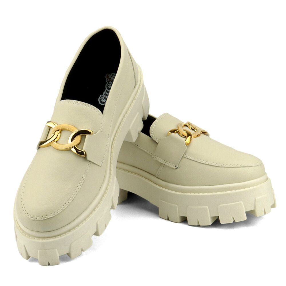 Mocassim Tratorado Feminino Off White 403-GG | GuGi