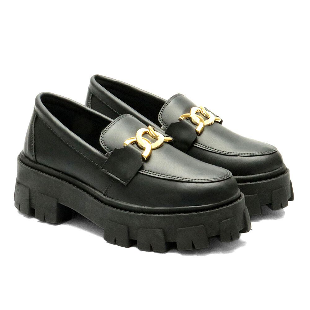 Mocassim Blogueira Tratorado Feminino Preto 403-GG | GuGi