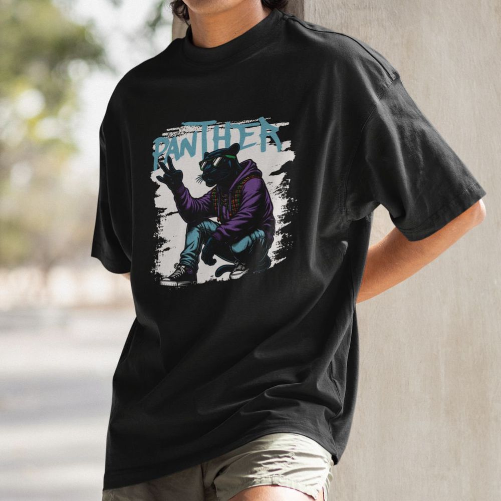 Camiseta Básica Masculina Pantera Style 100% Algodão Premium - Preto | GuGi