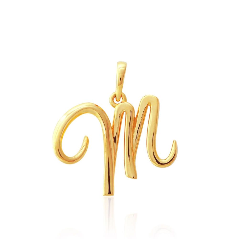 Pingente Letra M de Ouro 18K Feminino