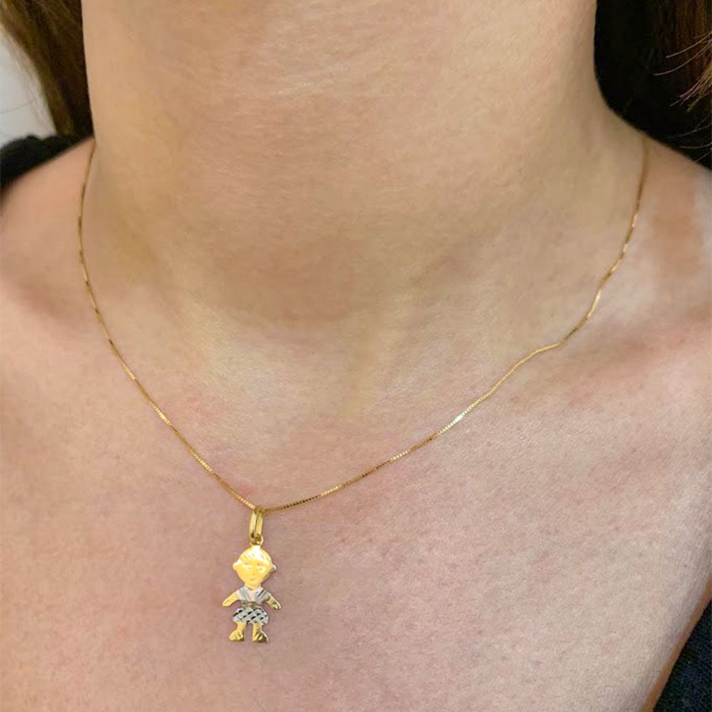 Pingente Ouro 18K Filho Menino Bicolor Clássico