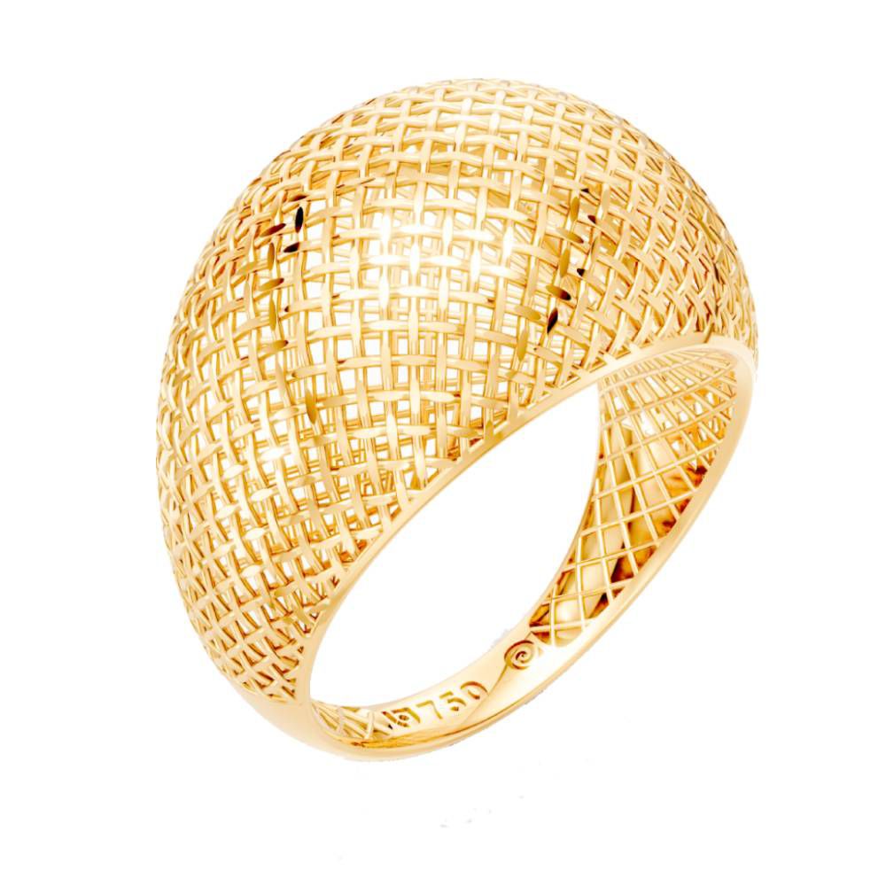 Anel de Ouro 18K Feminino Abaulado com Filigrana