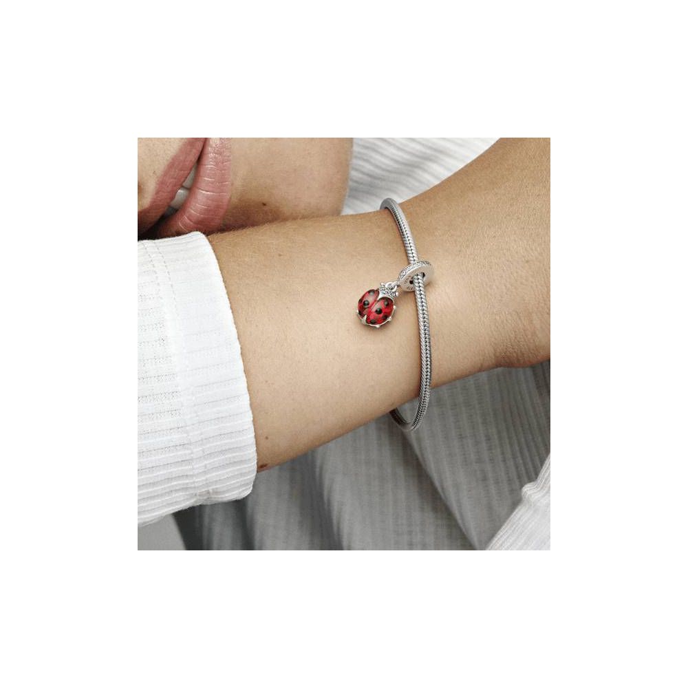 Charm Pandora Pendente Joaninha Vermelha em Pavé