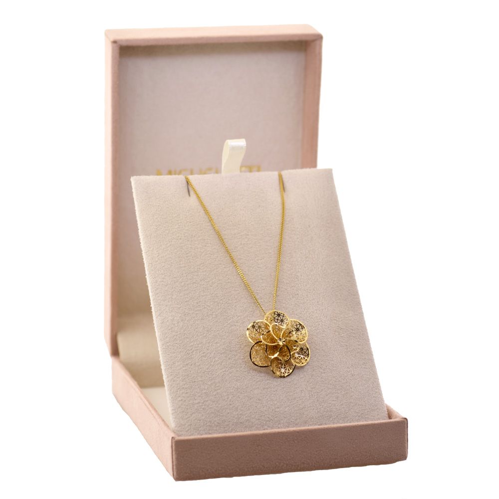 Pingente de Ouro 18K Flor Grande Filigrana