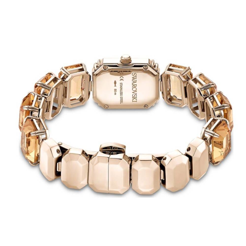 Relógio Swarovski Octagonal Cristais Champagne