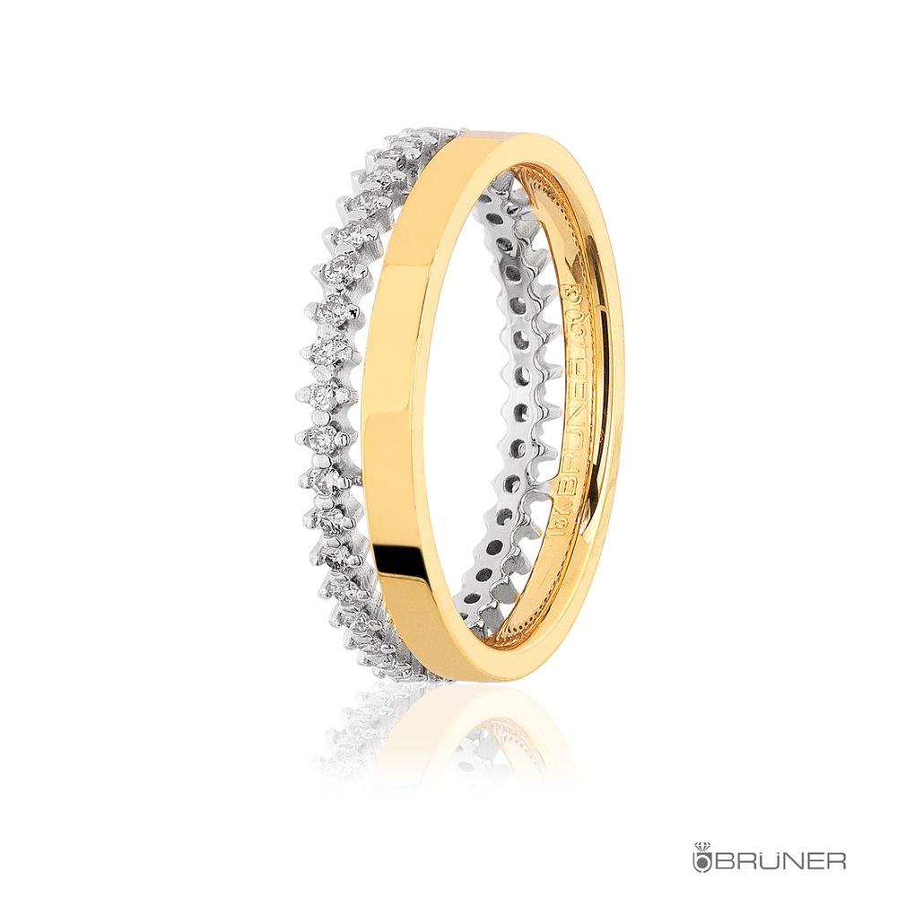 Alianças em Ouro 18k Vasada com Aro de Brilhantes 7.6g | RDJ Joias