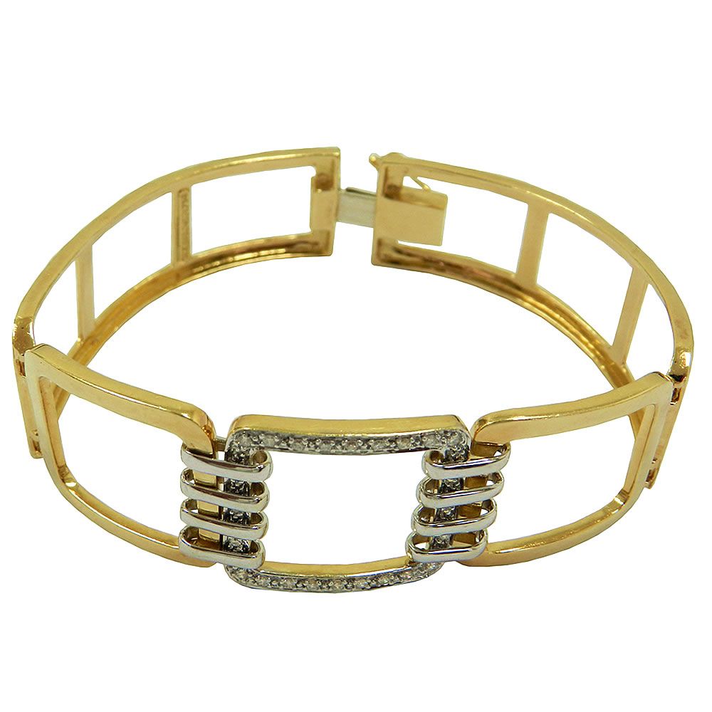 Pulseira Feminina de Ouro 18K cravejada com Brilhantes | RDJ Joias