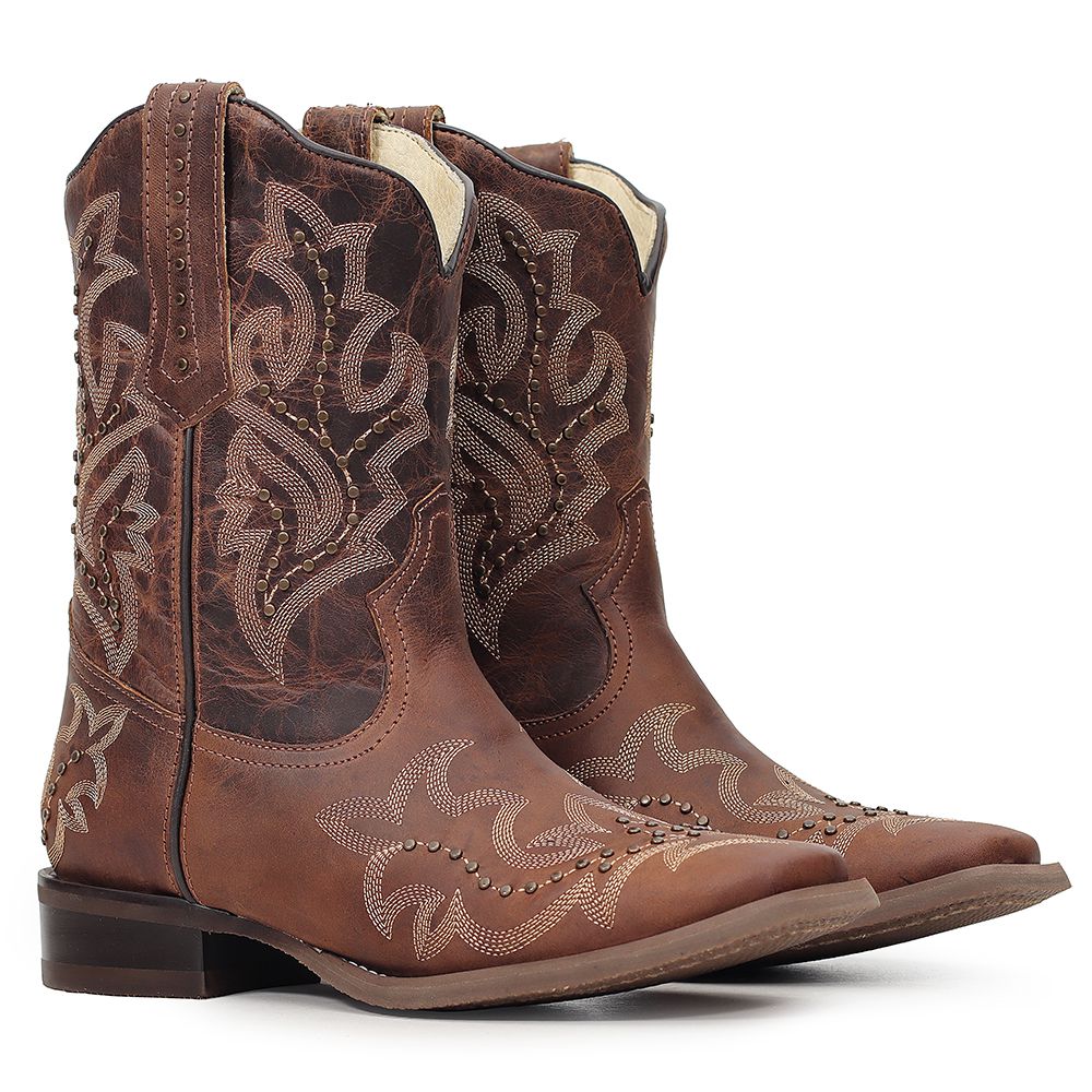 Bota Boho Western Feminina Vimar Boots 13157 Fossil Castanho ...