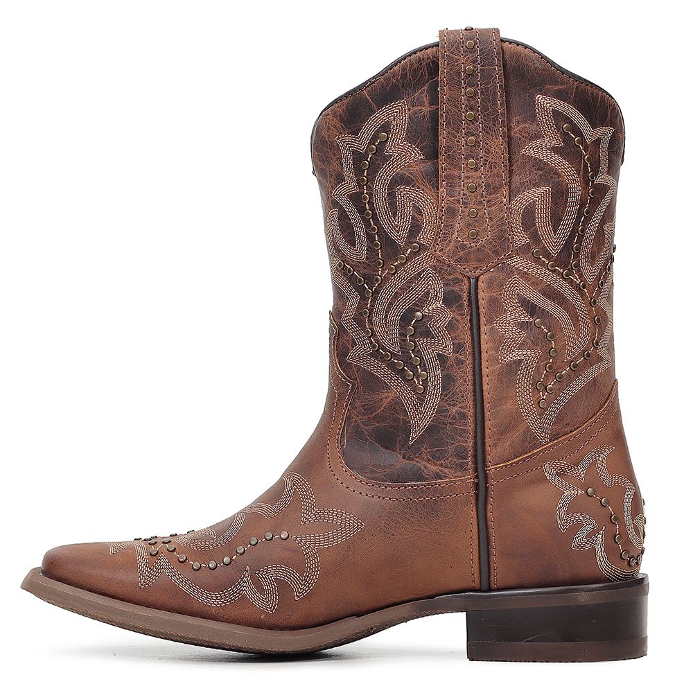 Bota Boho Western Feminina Vimar Boots 13157 Fossil Castanho ...