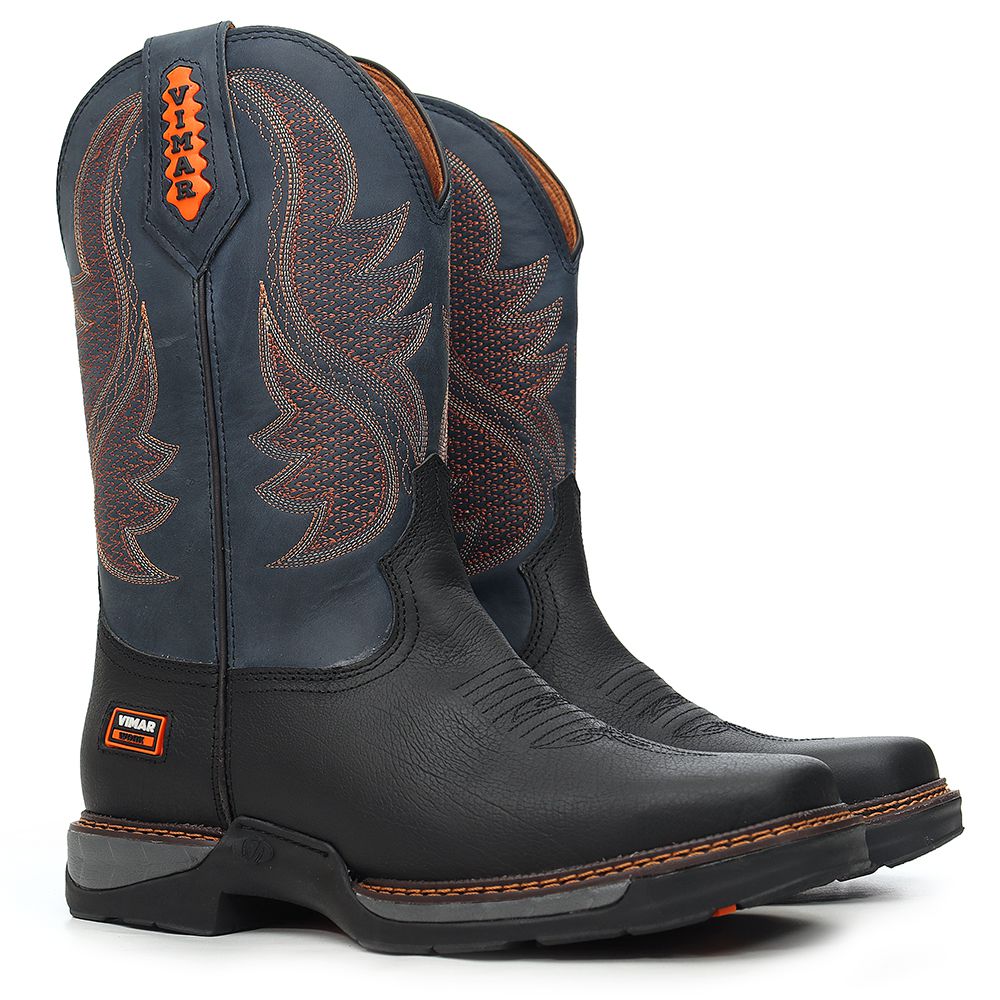 Bota Texana Masculina Country Vimar Boots Tribal Couro Preta ...