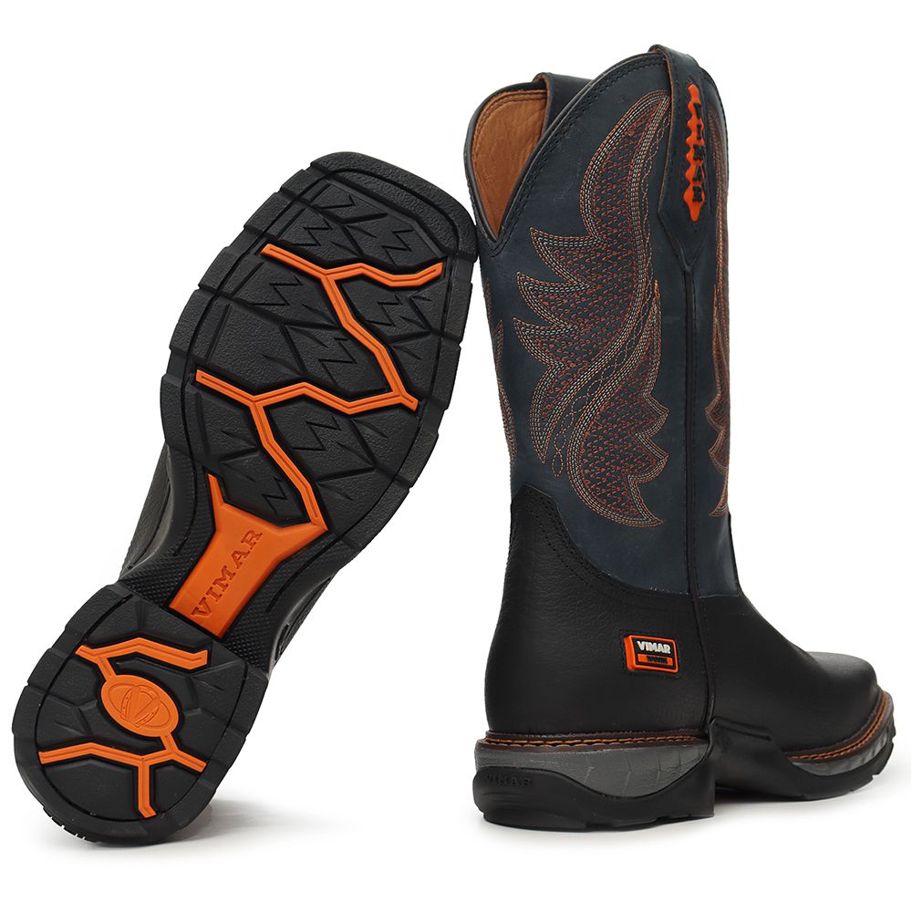 Bota Texana Masculina Country Vimar Boots Tribal Couro Preta ...