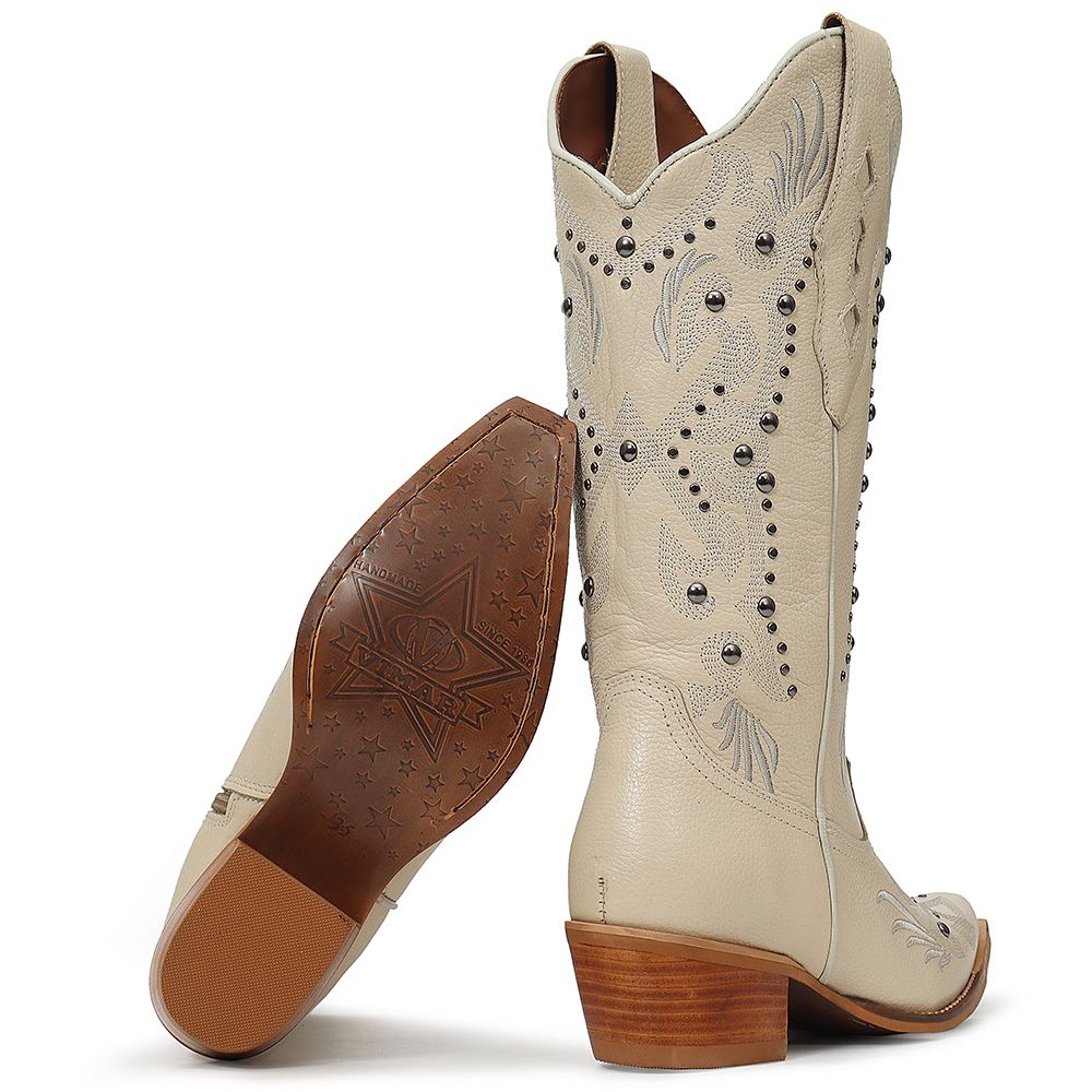 Bota Western Feminina Vimar Boots Bico Fino Off White | TEXASKING ...