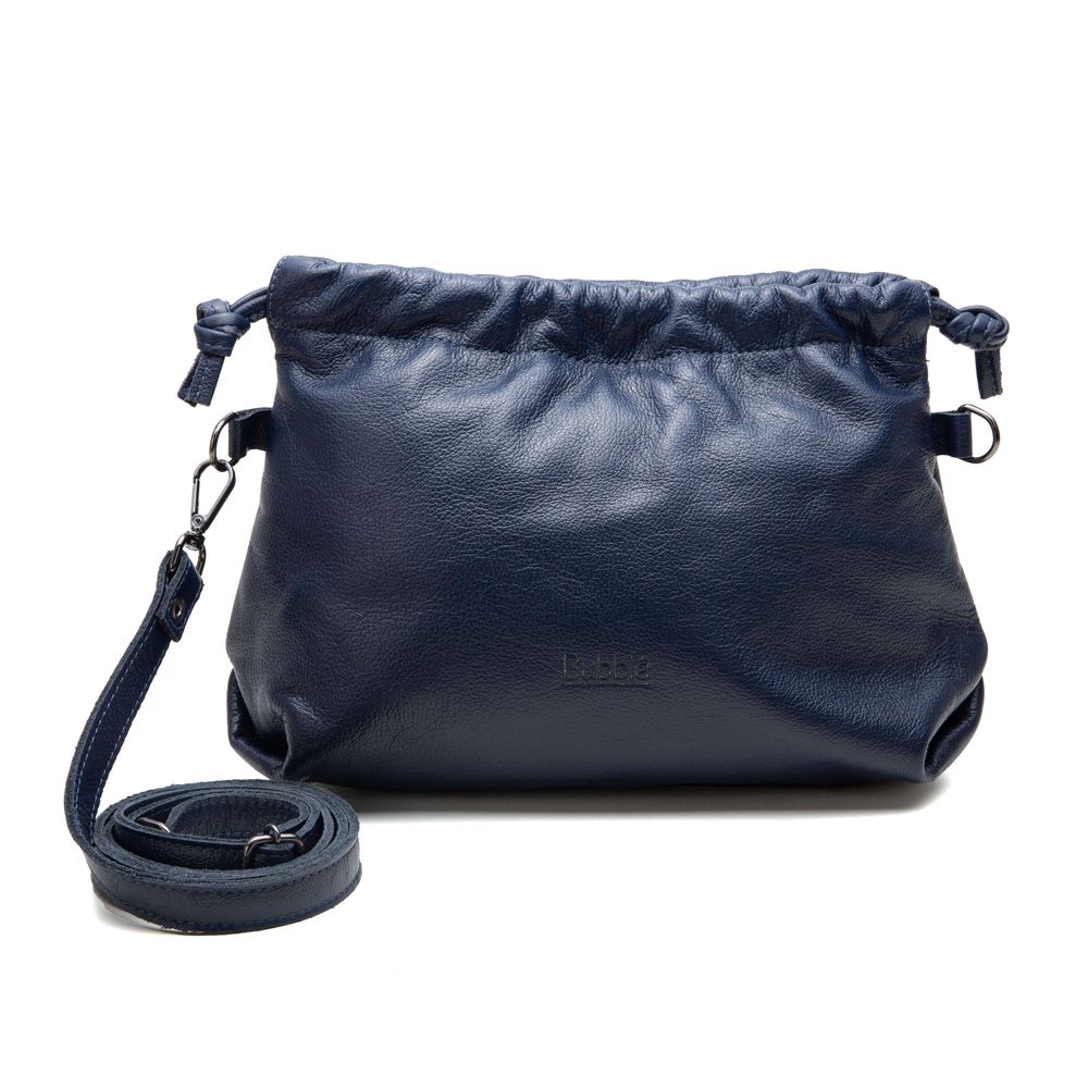 Bolsa de Couro Legítimo Feminina Azul Anil Harmonia | Bubblê