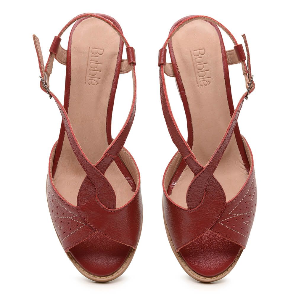 Sandália Vermelha Salto Grosso 3cm - CÂNION | Bubblê