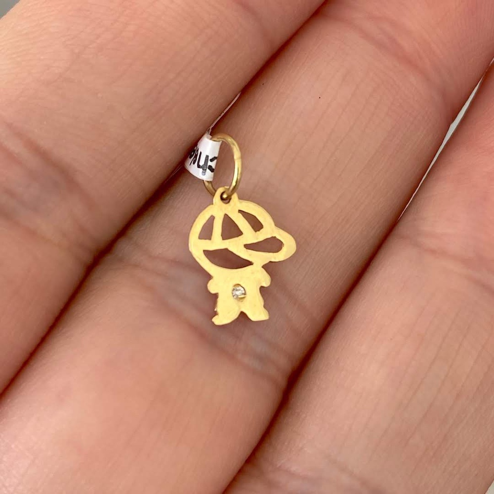 Pingente Filho Menino Ouro 18K Mini com Brilhante