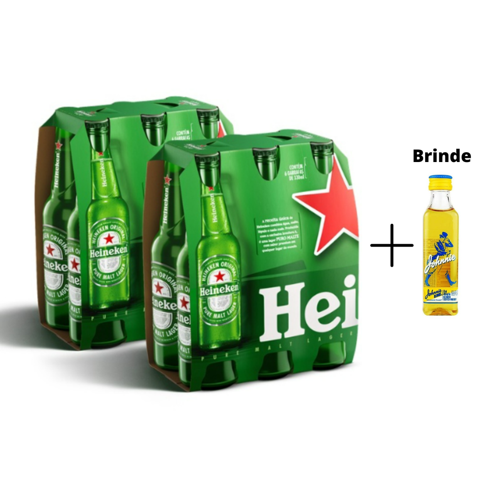 Cerveja Heineken Long Neck 330ml 12 Unidades Mini Whisky Johnnie