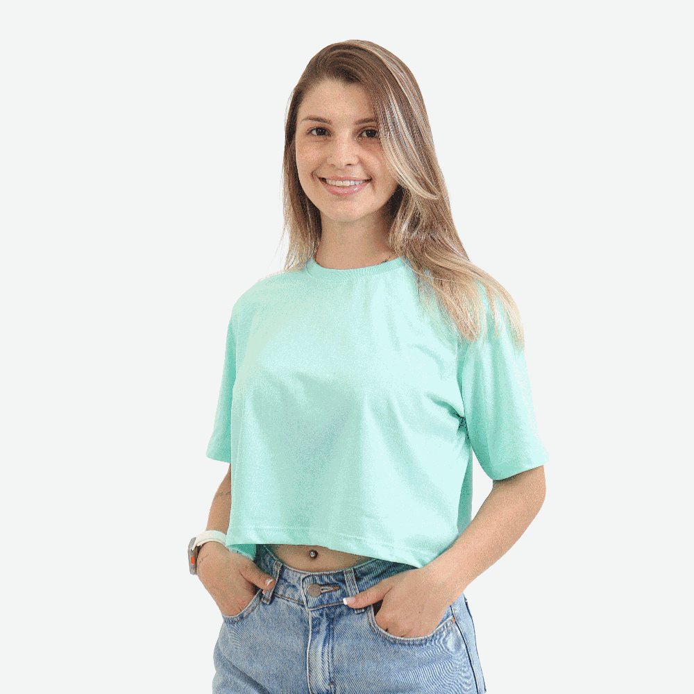Cropped Feminino Verde Água | TechMalhas