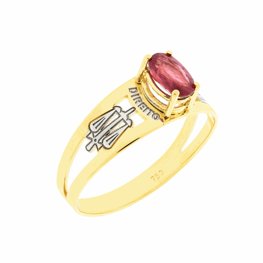 Anel Formatura Direito Ouro 18k Pedra Rubi Com Garantia