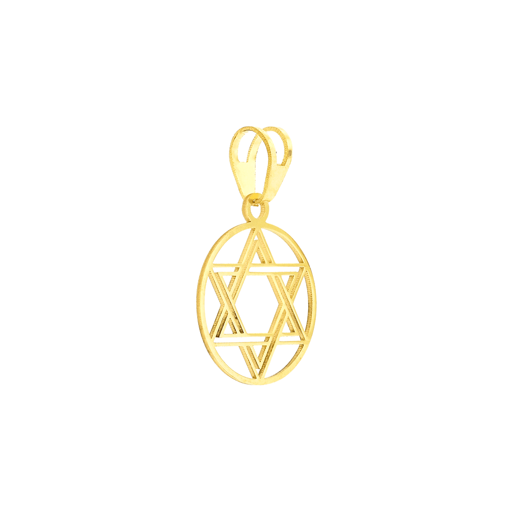 Pingente Estrela de Davi Ouro 18K Círculo Vazado 1,2cm