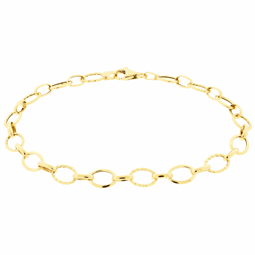 Pulseira de Ouro 18K Feminina Elos Pequenos Trabalhados