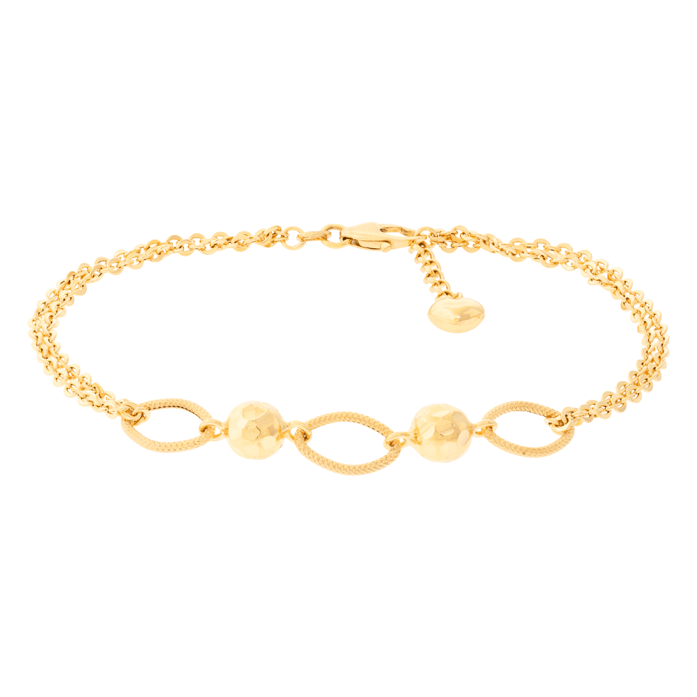 Pulseira de Ouro 18K Feminina com Elos e Bolas