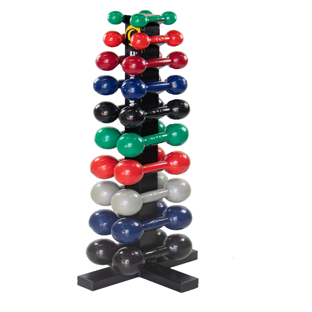 Kit Suporte Halteres Torre + Halteres Emborrachados | MOLD MAC FITNESS