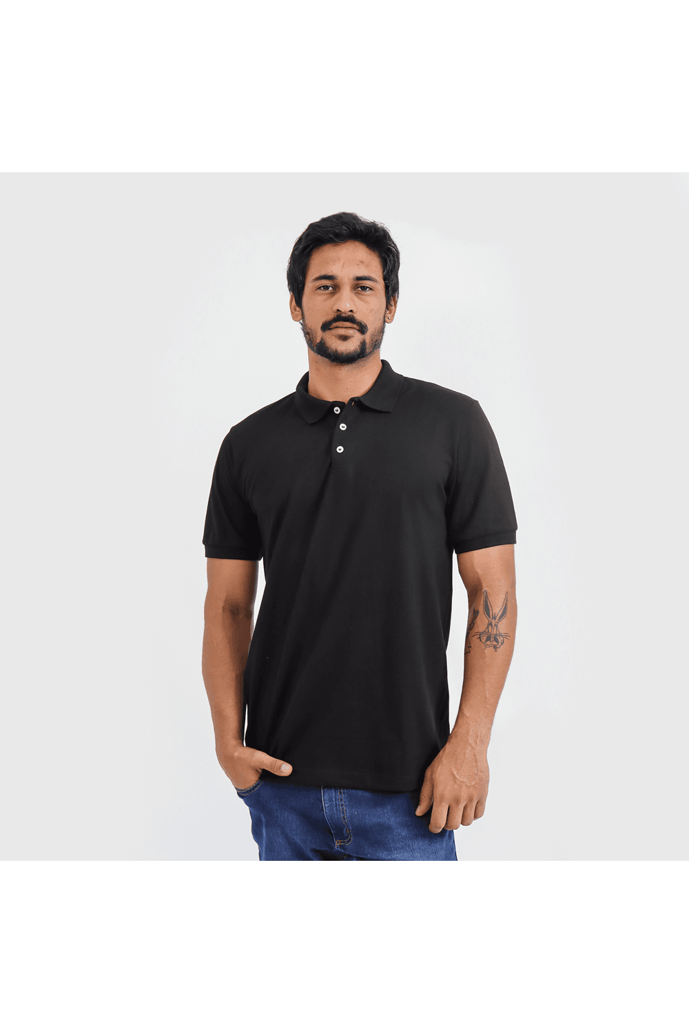 Camisa Polo Masculina Preta | TechMalhas